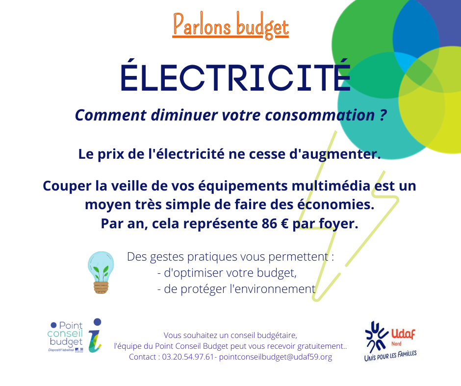 Conseils pour réduire sa consommation d’électricité - Udaf 59 Nord